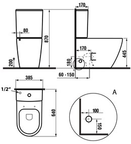Sapho, TURKU RIMLESS WC kombi mísa zvýšená, sp./zad.odpad