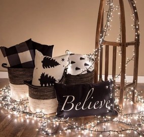 Bílo-černý povlak na polštář se stromky Believe Black&White X-Mas - 30*50 cm