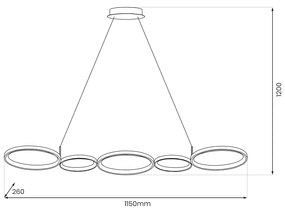 Závěsné LED svítidlo Olympia, 5x LED 50w, 4000k, b