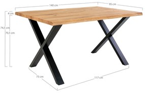 Nordic Experience Dubový jídelní stůl Tamko z masivu 140 cm, přírodní/černá