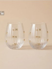 Sinsay - Sklenice se zlatými mašličkami 2 pack - zlatá