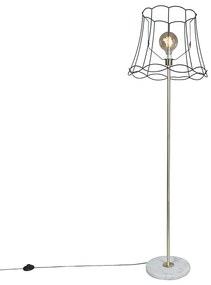 Retro stojací lampa mosazná s rámem Granny černý 45 cm - Kaso