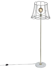 Retro stojací lampa mosazná s rámem Granny černý 45 cm - Kaso