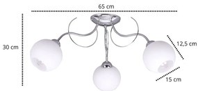 Stropní svítidlo Eliza, 3x bílé skleněné stínítko, ch