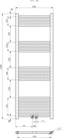 Gamma Erga Simple, topné těleso 1400x500 mm, 551 W, černá, ERG-LAV-SIMP-14050-BK