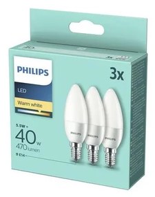 Philips | SADA 3x LED Žárovka Philips B35 E14/5,5W/230V 2700K | P4092