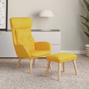 Relaxační křeslo s podnožkou hořčicově žluté textil 3097757
