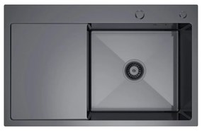 Velazo Dřez 1 komorový s odkapávačem, nerez - VE-7849RB PRAVÝ, 78x49 cm, grafit