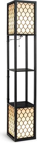 Costway Polička na stojací lampu Samostatně stojící dvojitá lampa s dřevěnou
