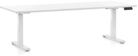 Výškově nastavitelný stůl OfficeTech C, 200 x 80 cm, bílá podnož, bílá