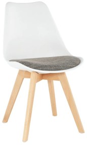 Jídelní židle DAMARA – dřevo, plast, látka, více barev světle hnědá