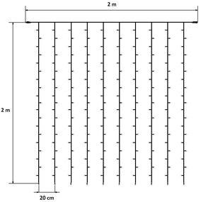 LED světelná záclona HOBBY LINE, 2x2m, teple bílá, 200 diod, pouze do interiéru