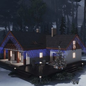 LED světelný závěs s rampouchy 10 m 400 LED modrý 8 funkcí 328913