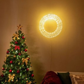 Vánoční závěsné světlo Věnec stříbrný 60cm vč. LED IP44 - Nawa