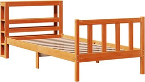 Rám postele s čelem voskově hnědý 100 x 200 cm masivní borovice 3305777
