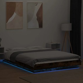Rám postele s LED osvětlením kouřový dub 120 x 200 cm kompozit 3281109