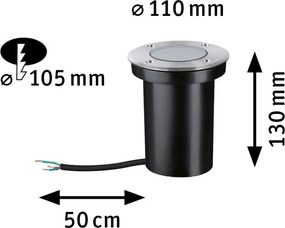 P 94732 LED zemní svítidlo zlaté světlo neláká hmyz IP65 110mm 2200 - 2200K 4,3W 230V kartáč.ocel/umělá hmota - PAULMANN