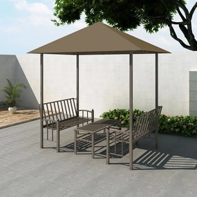 Zahradní altán + stůl a lavice 2,5x1,5x2,4 m taupe 180 g/m² 312222