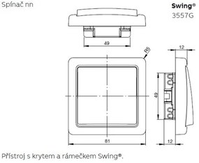 ABB Swing (L) vypínač č.6+6 dvojitý krémová 3557G-A52340 C1