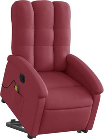 Elektrické zvedací masážní polohovací křeslo vínové textil 3204131