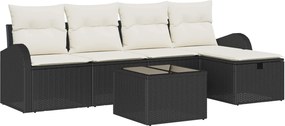 Set pohovek 6 ks Černá a krémová polyratan 3359066