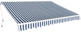 Skládací markýza na ruční ovládání 350 cm modro-bílá 275564