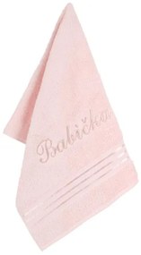 Bellatex Froté ručník kolekce Linie s výšivkou Babička 50x100 cm růžová