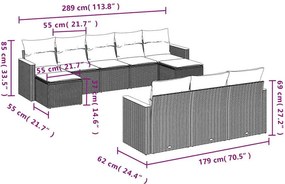 10dílná zahradní sedací souprava s poduškami černá polyratan 3258814