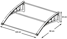 Plastová vchodová stříška ve více velikostech a barvách - 120x90 cm, bílá