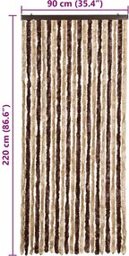 Závěs proti hmyzu béžový a světle hnědý 90 x 220 cm Chenille 240571