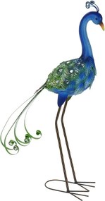 Zahradní kovová figurka Peafowl, 80 cm, modrá