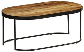 Konferenční oválný stolek masivní hrubý mangovník a ocel 100 cm - Default Title