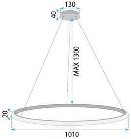 Toolight Toolight, LED stropní osvětlení 100cm, 60W, 3000K, LHJ006-CP, zlatá matná, OSW-60003