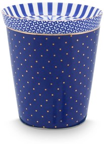 Pip Studio Royal Dots hrnek bez ucha s odkládacím táckem 230ml, modrý (hrnek bez ucha z tenkostěnného porcelánu)