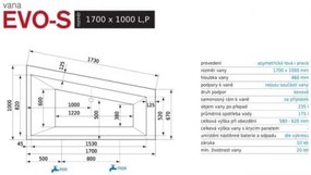 Santech EVO-S 170 x 100 cm SAEVO170P vana akrylátová pravá
