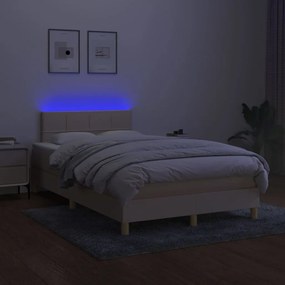 Box spring postel s matrací a LED krémová 120 x 200 cm textil 3133706