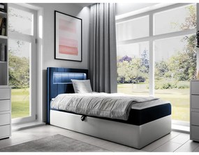 Kontinentální jednolůžková postel Junior Ribezo 1, Strana: levá, Rozměr postele: 90x200, Barva:: ekokoža Soft 017 (biała) + Fresh 11