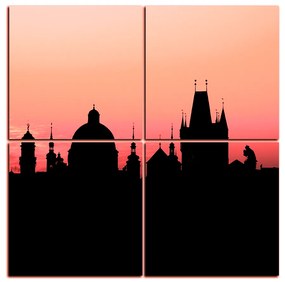 Obraz na plátně - Siluety věží a sochy v Praze - čtverec 3112FE (60x60 cm)