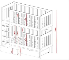 Legno Dětská patrová postel Denis borovice Rozměr (cm): 80x200