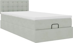Osmanský rám postele s matrací světle šedá 80x200cm samet 3312728