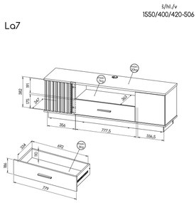 TV stolek typ LA7 Laticia (matná černá + dub wotan). 1040633