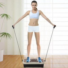 HOMCOM Vibrační deska Vibrační trenažér Vibrační zařízení Fitness trenažér LED displej USB reproduktor Tréninkové pásky Dálkové ovládání | Aosom
