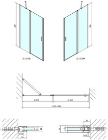 Polysan, ZOOM LINE BLACK sprchové dveře 1200mm, čiré sklo, ZL1312B