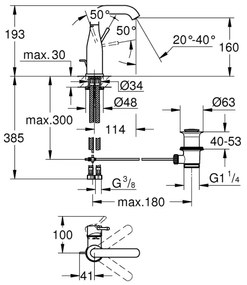 GROHE 23462GN1 - Umyvadlová baterie ESSENCE DN 15 velikost M zlatá