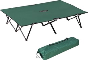 Skládací kempovací postel Outsunny pro 2 osoby s nosností až 136 kg, ocel, Oxford, zelená+černá, 193 x 125 x 40 cm | Aosom
