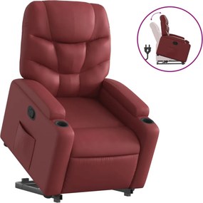 Zvedací polohovací křeslo vínové umělá kůže 3204662