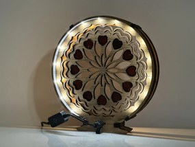 Li-Go "Srdce, karneolová mandala" Stolní lampa 20x22 cm dub