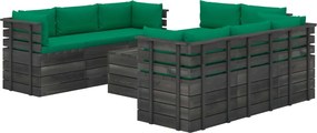 vidaXL 9dílná zahradní sedací souprava z palet borovice tmavě šedá [3062056] Barva: Zelená