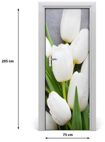 Samolepící fototapeta na dveře Bílé krokusy 75x205 cm