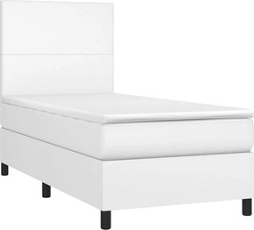 vidaXL Box spring postel s matrací 90x190 cm umělá kůže [3142696] Barva: Bílá